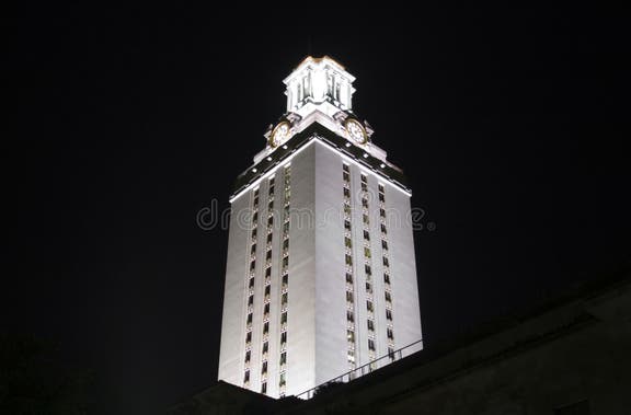 University of Texas Clock Tower at Night Editorial Stock Photo - Image ...