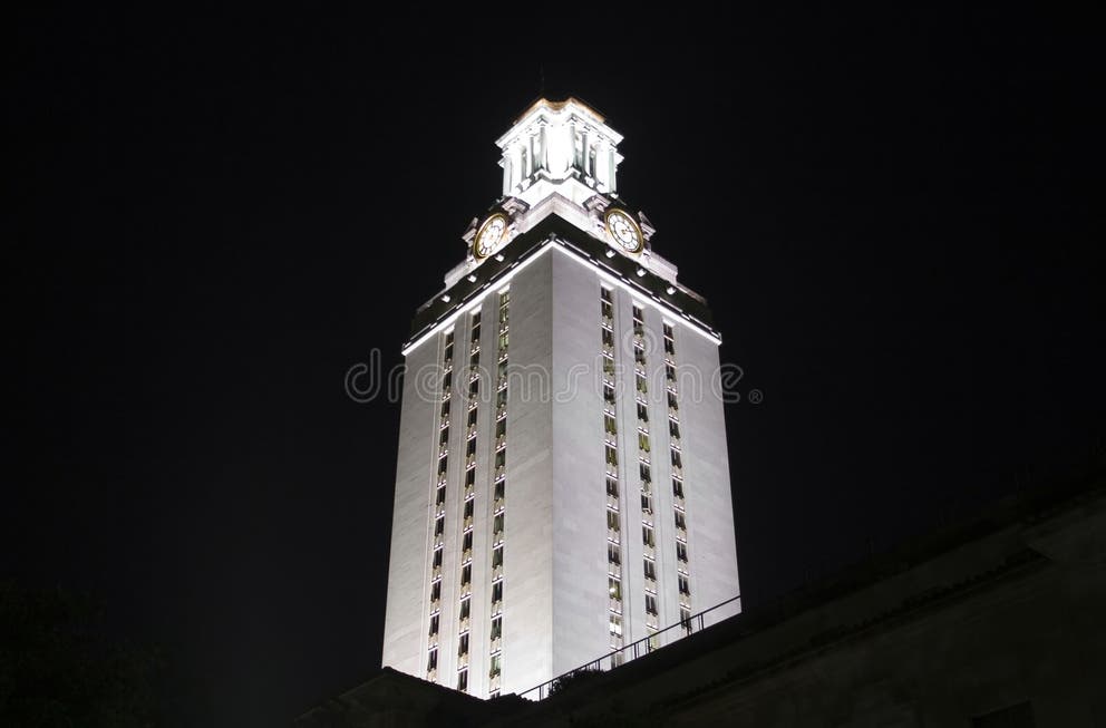 University of Texas Clock Tower at Night Editorial Stock Photo - Image ...