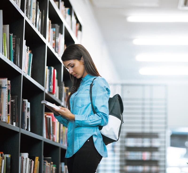 University, Woman and Search for Book in Library for Education ...