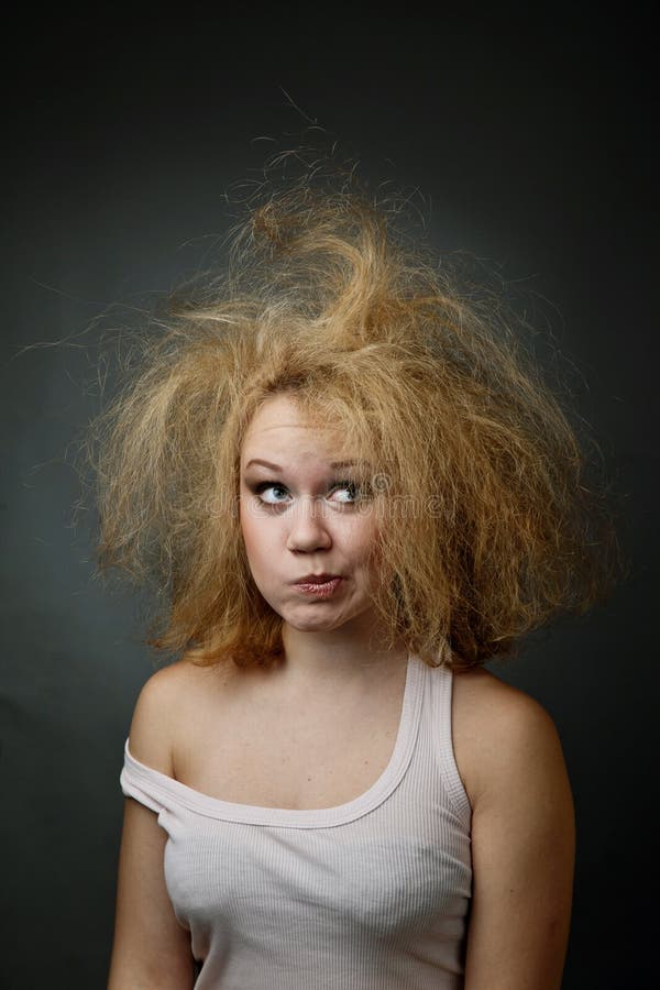 Lustige unkempt Frau stockfoto. Bild von stimmung, lustig - 23041156