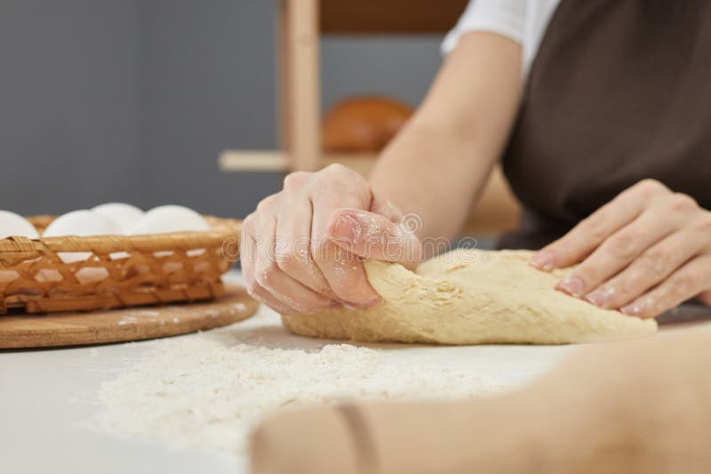 Unknown Baker Hands Kneading Dough for Making Homemade Pastry or Baking ...