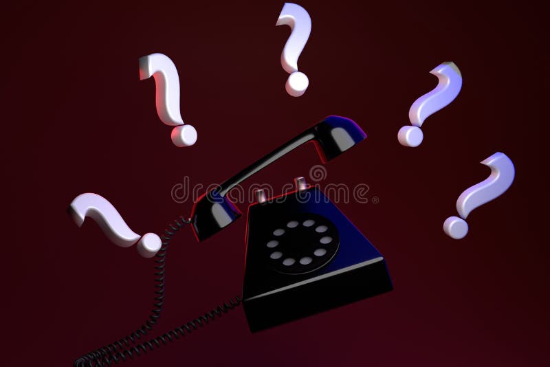 Unknown Call Concept. Retro Phone in Black with Question Marks Stock ...