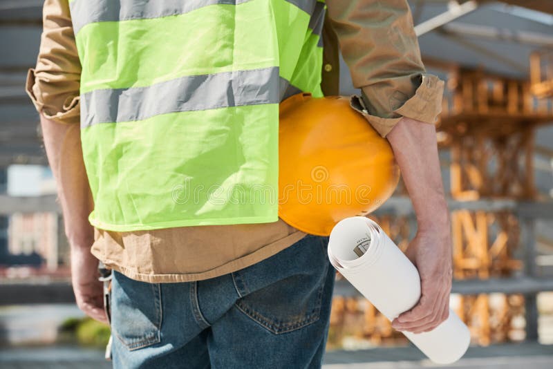 Construction Worker Crossing Site Stock Image - Image of expertise ...