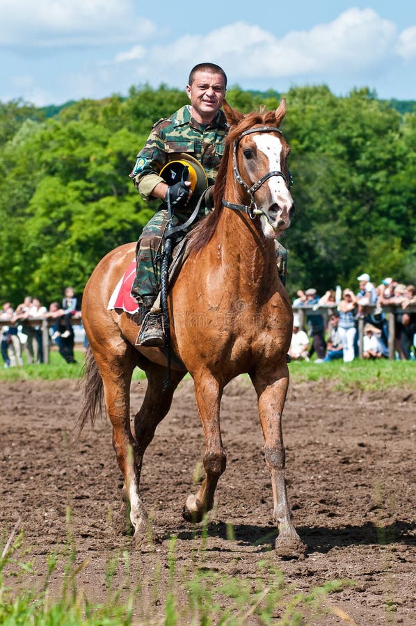 Unknown Cossacks with a Horse on the Finish Line Editorial Photo ...
