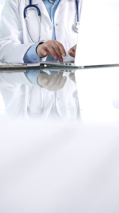 Unknown Doctor Woman, Wearing a Stethoscope and Blue Blouse Under a Lab ...