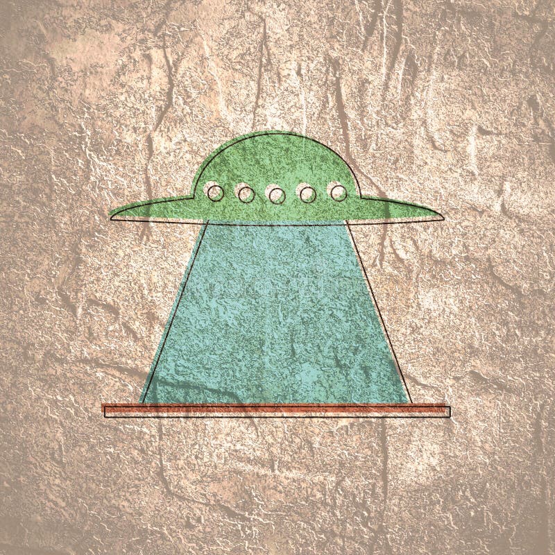 Unknown Flying Object Thin Line Style Silhouette. Stock Illustration ...