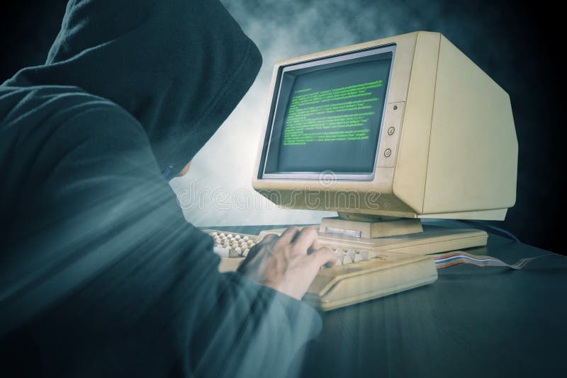 Unknown Hacker Doing Cyber Crime Stock Image - Image of desk, binary ...
