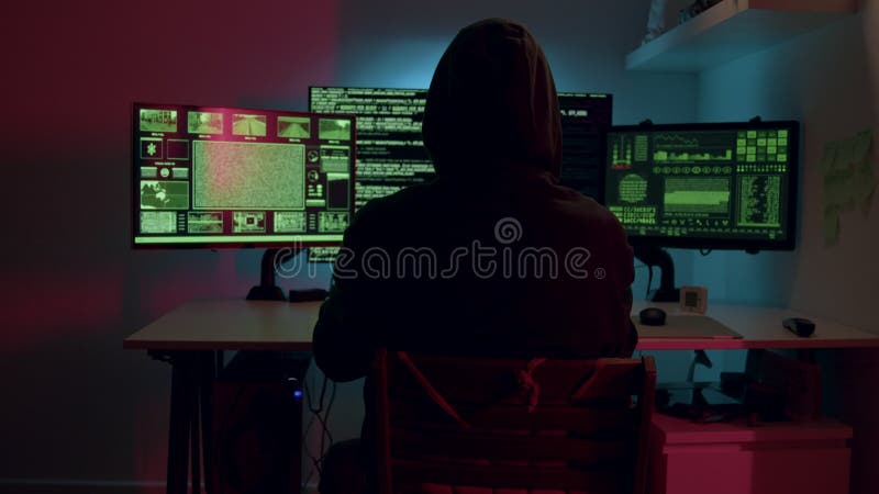 Unknown Hacker in Front of Multiple Monitors Breaks into Sleep and Sensitive Personal Data ...