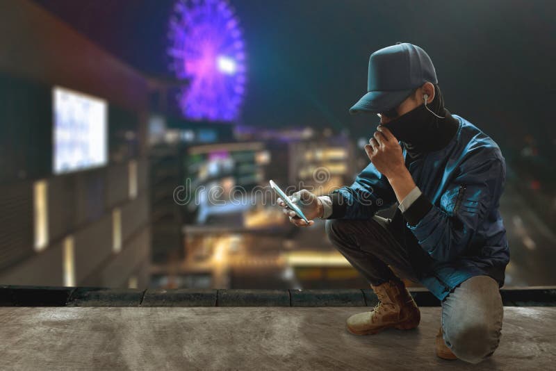 Unknown Hacker Use Mobile Phone Stock Image - Image of mobile, concept ...