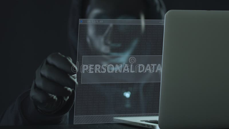 Unknown Hacker Wearing Black Mask Pulls PERSONAL DATA Tab from a Laptop ...