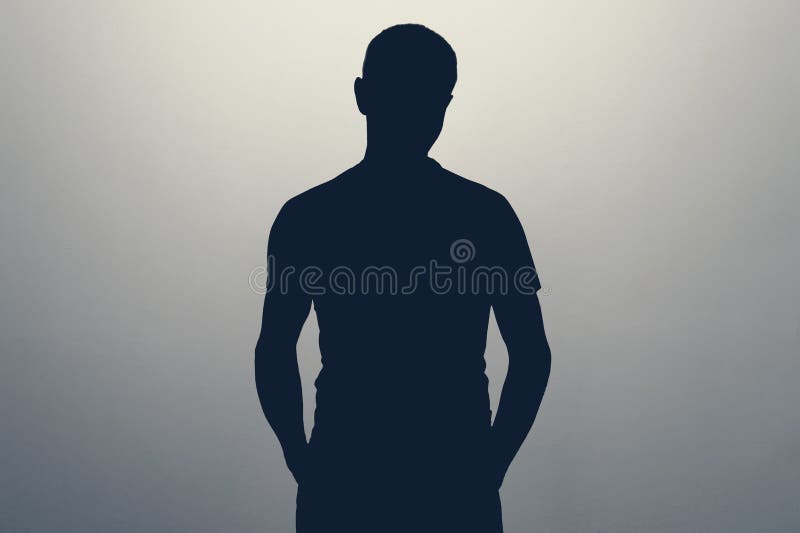 Unknown Male Person Gray Silhouette in Studio. Anonymous or Hidden ...