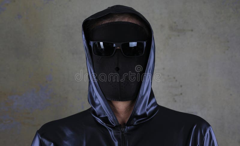 Unknown Man in a Black Mask in Hood Stock Photo - Image of portrait ...