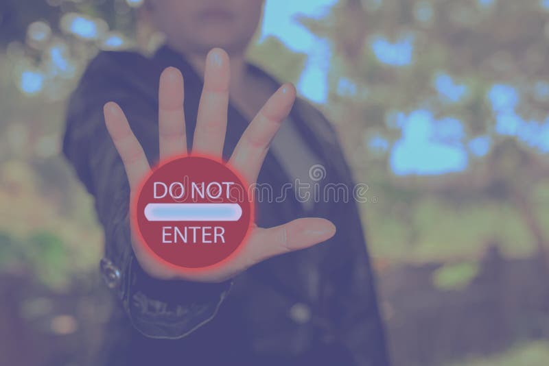 Unknown People Show Sign `Do Not Enter` Sign Stock Image - Image of ...