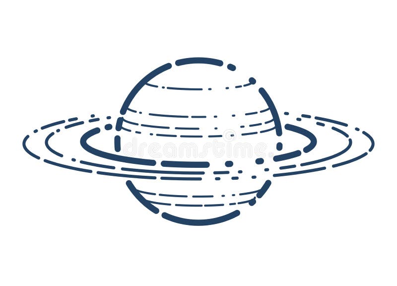 Unknown Planet with Satellites Vector Linear Icon. Stock Vector ...