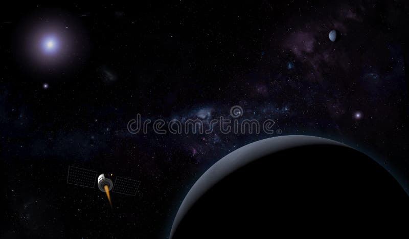 Unknown Planet and Spacecraft in Outer Space with Stars and Nebulas ...