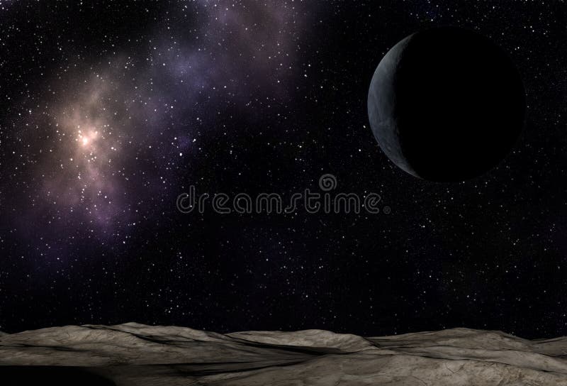 Unknown Planet, Stars and Nebula in Outer Space. Stock Illustration ...