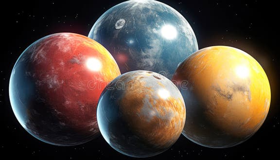 Unknown Planets Together in One Frame in Outer Space Panet Wallpaper Stock Illustration ...