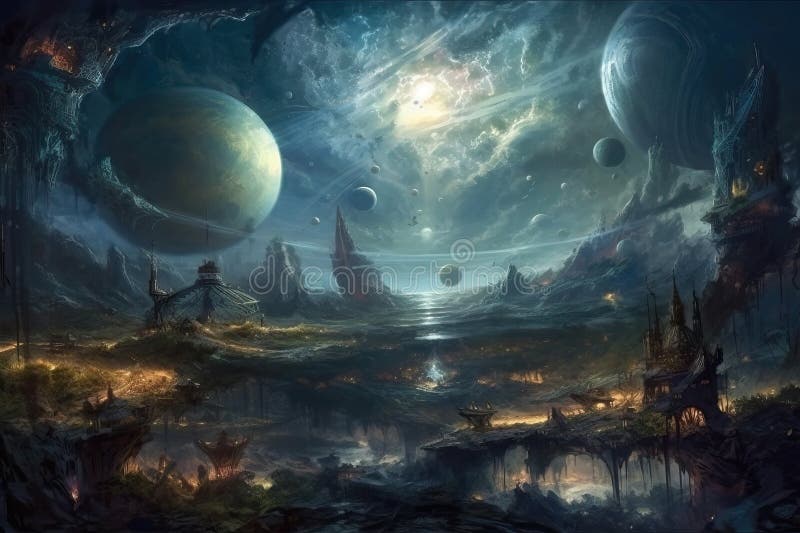 An Unknown and Unexplored Planet in Deep Space, Generative AI. Stock ...