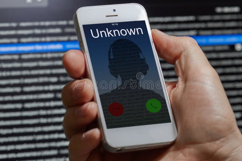 Unknown Unwanted Call To a Mobile Phone on a Dark Background Stock ...