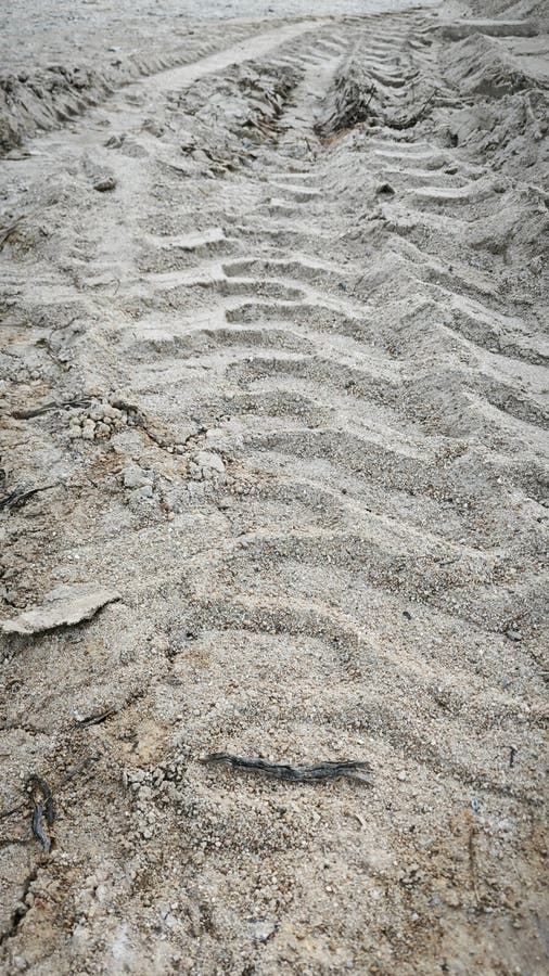 Unknown Vehicle Tire Track Prints Left on the Surface of the Dirt Path ...