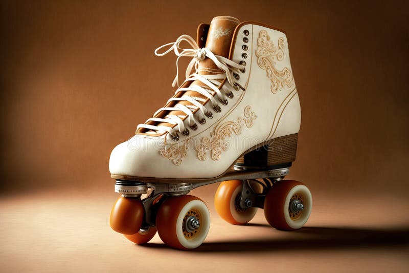 Unlaced Vintage Roller Skates In Brown And White Stock Illustration Illustration Of Summer