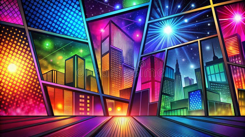 Dynamic Comic Book Panel Backgrounds for Graphic Design Vibrant Night ...