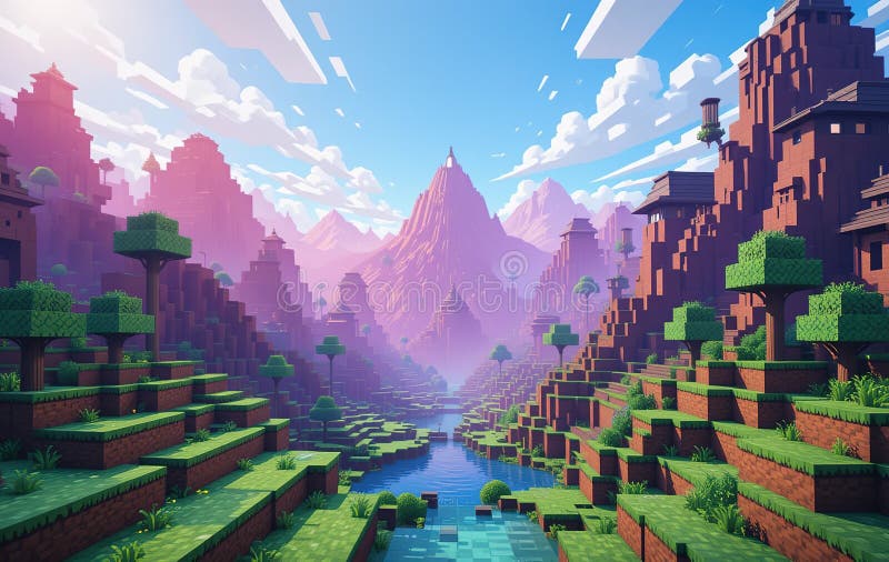 Blank 2D Minecraft Scene a Versatile Graphic Design Template for ...