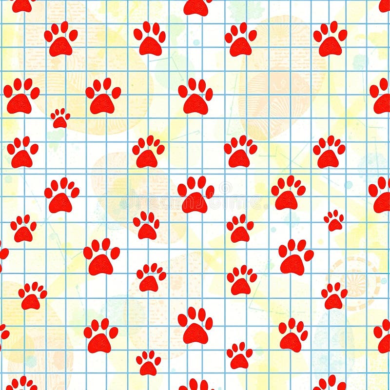 Vibrant Geometric Paw Print Grid a Dynamic Abstract Background for ...