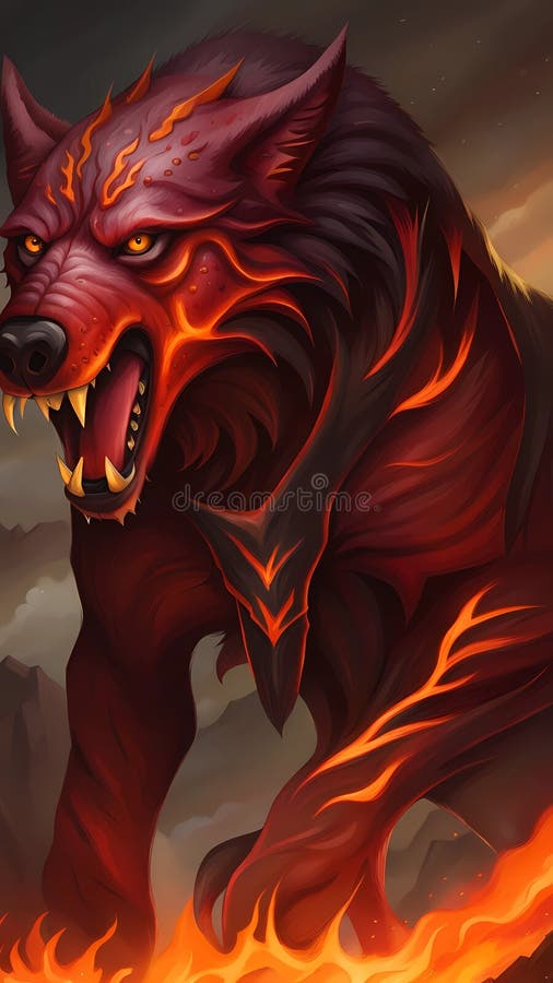 Hellhound Cartoon Character Design Illustration Ai Generated Stock ...