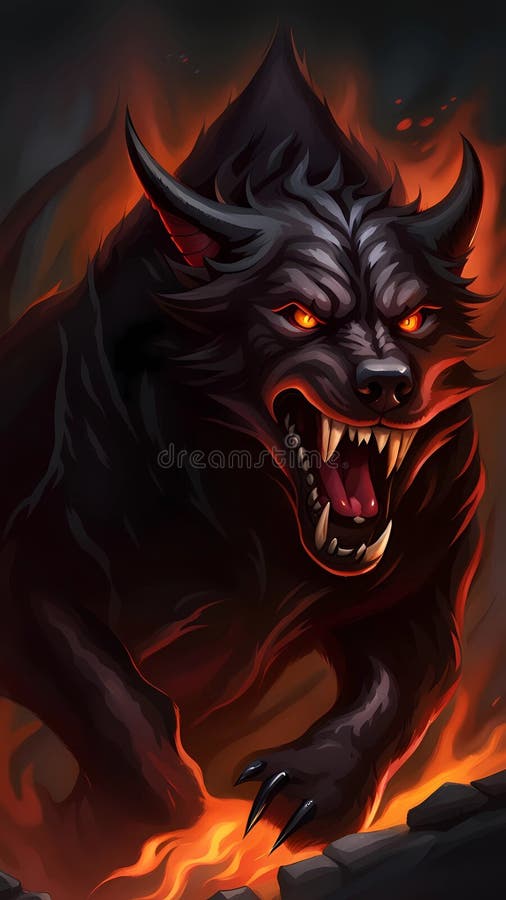 Hellhound Cartoon Character Design Illustration Ai Generated Stock ...