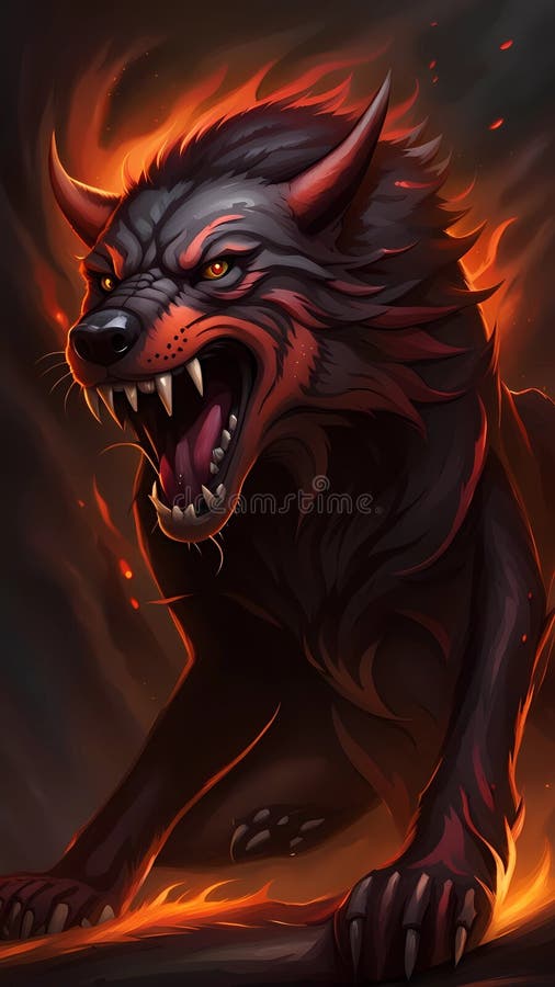 Hellhound Cartoon Character Design Illustration Ai Generated Stock ...