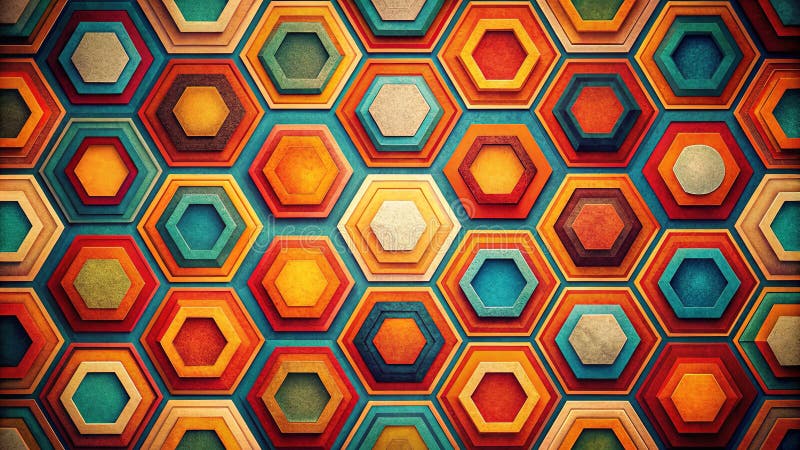 Unleash Your Inner 70s with Bold Geometric Hexagon Patterns: Retro ...