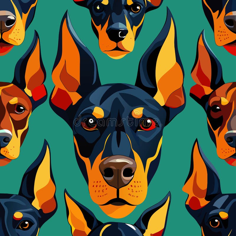 Vibrant Doberman Faces Seamless Pattern: a Modern Art Tribute To Pet ...