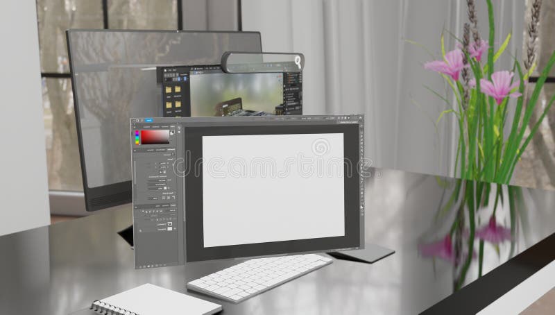 Computer with Dynamic Screen Display Featuring an Illustration of a ...