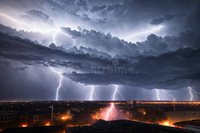 Unleashing Fury Lightning Strikes School.AI Generated Stock ...