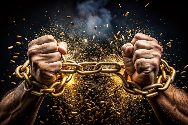 Unleashing Potential Powerful Imagery of Hands Breaking Free from Gold ...