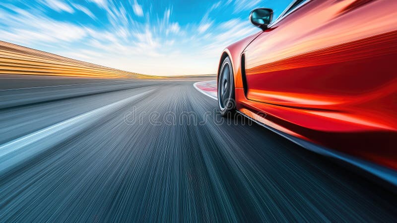 Unleashing Speed: Race Car Dynamics in a Clear Sky Setting. Stock ...