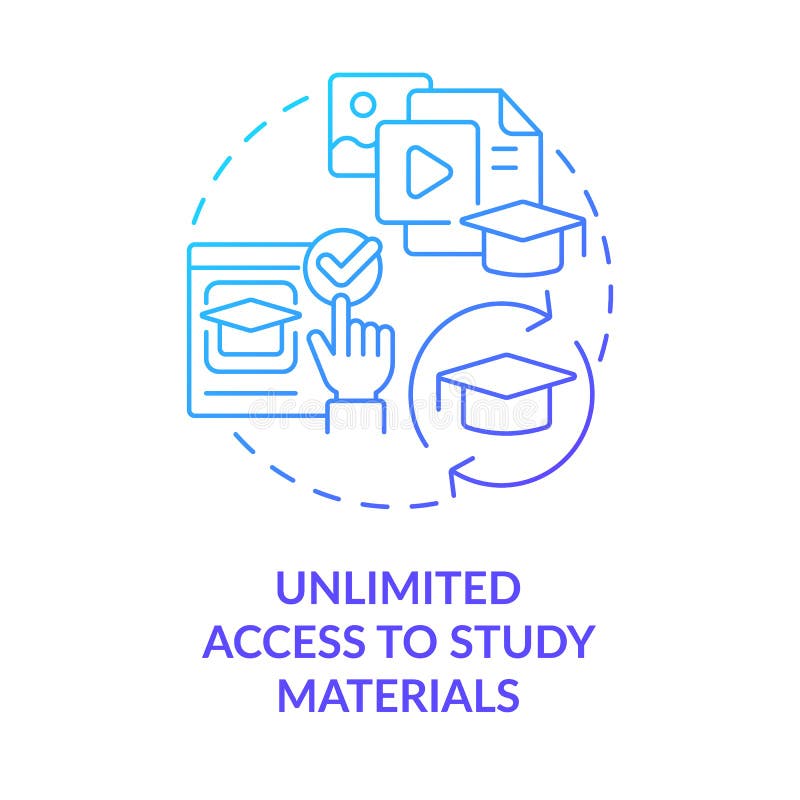 Unlimited Access To Study Materials Blue Gradient Concept Icon Stock ...