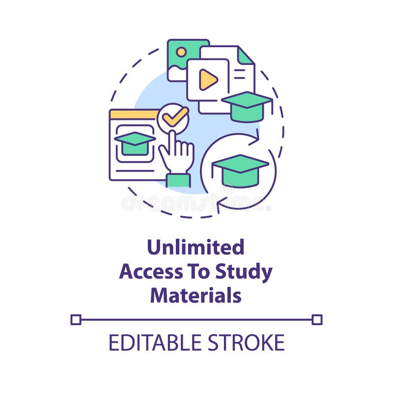 Unlimited Access To Study Materials Concept Icon Stock Vector ...