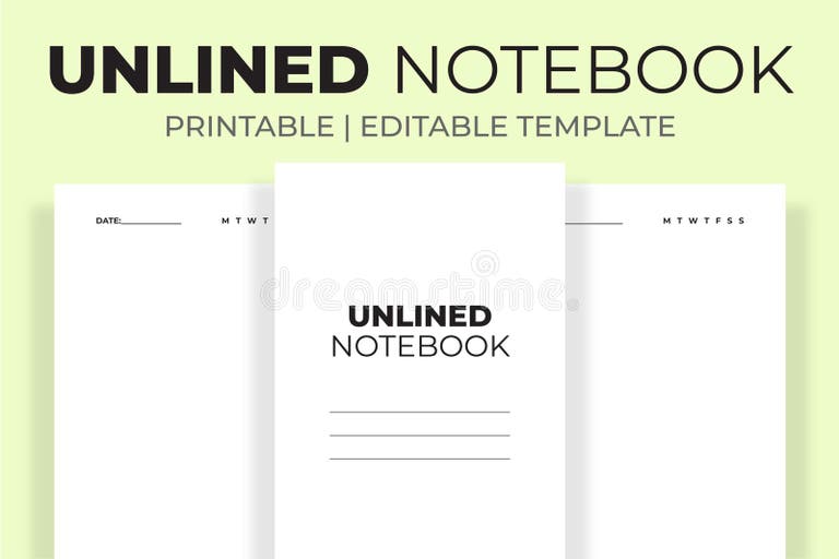 Unlined Notebook KDP Interior Stock Vector - Illustration of planner ...