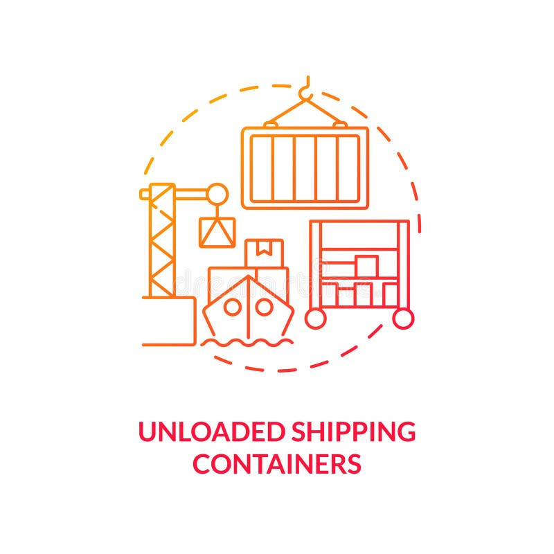 Unloaded Shipping Containers Red Gradient Concept Icon Stock Vector ...