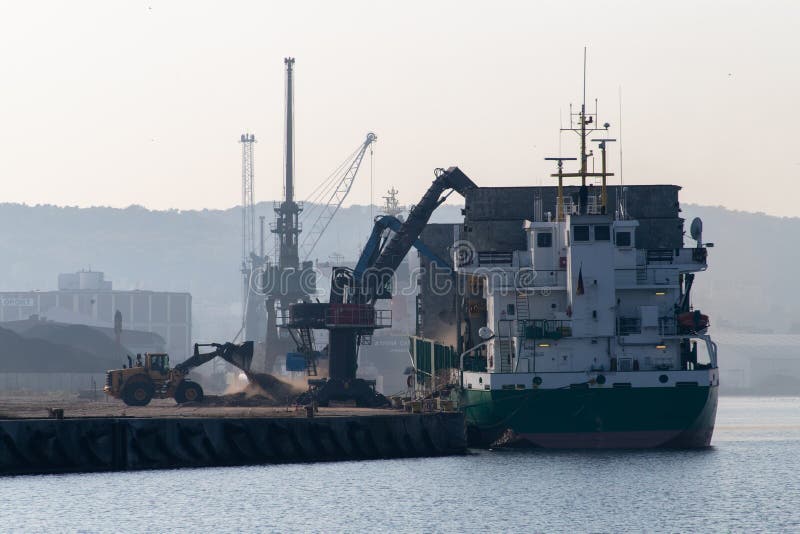 Unloading of Bulk Materials in the Port. the Port Quay in Gdynia in ...