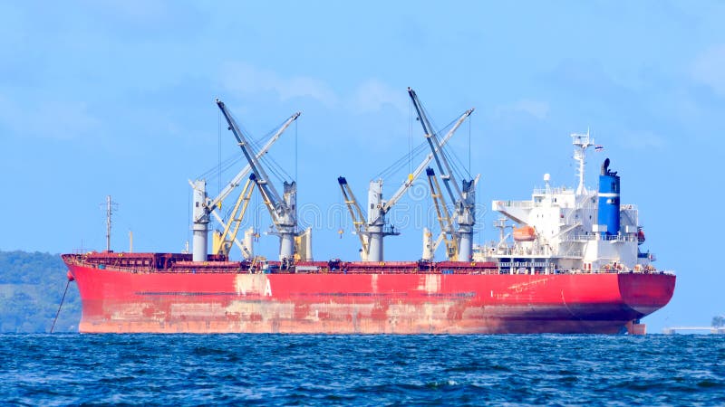 Unloading Cargo from Vessel Ship To Lighter Stock Image - Image of ...