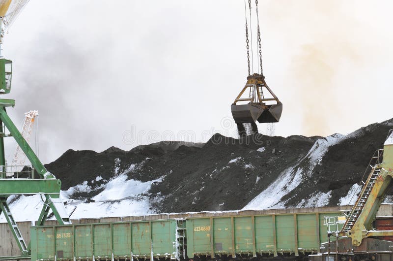 Unloading of Coal from Railway Wagons. Stock Photo - Image of transport ...