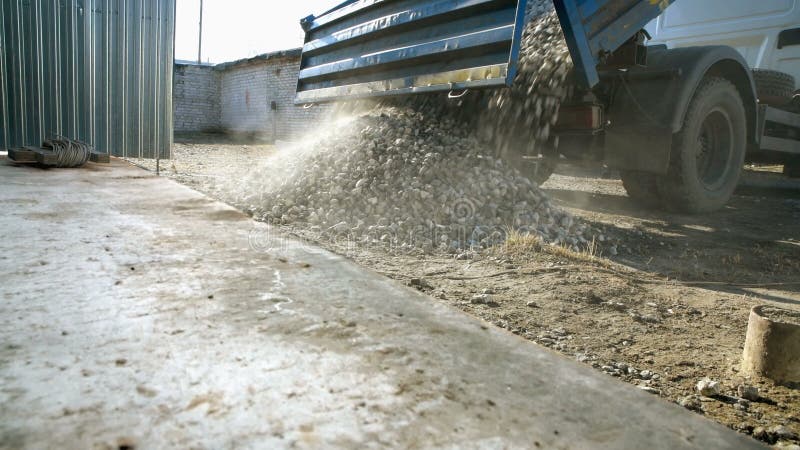 Unloading Crushed Stone from a Truck Stock Video - Video of soil ...