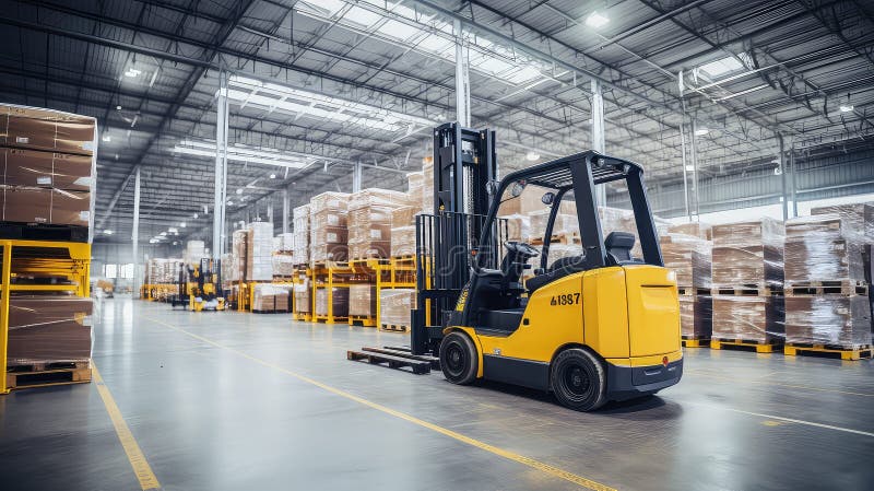 Unloading Forklift Warehouse Background Stock Illustration ...