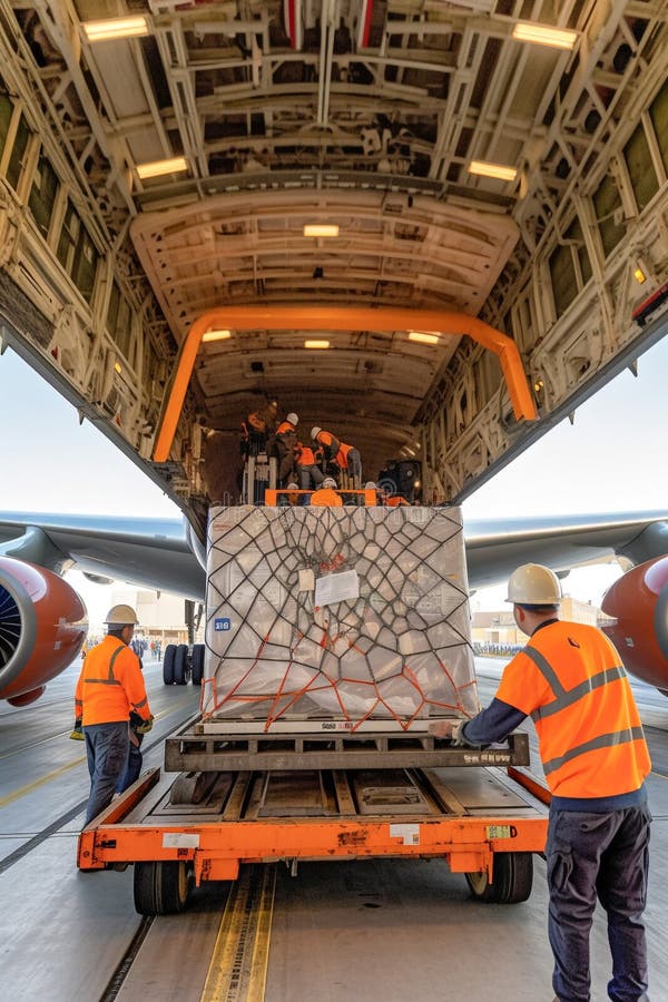 Unloading Goods from an Aircraft at an Airport Stock Illustration ...