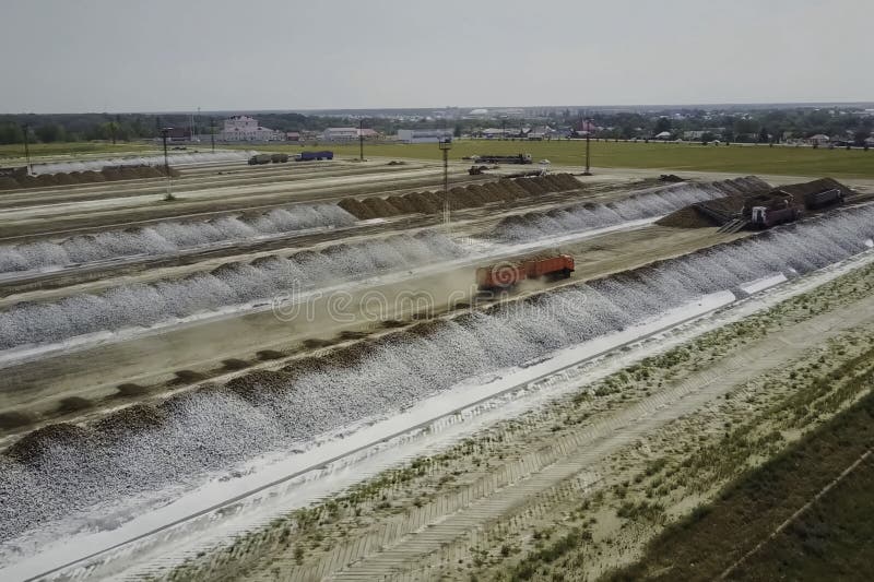Unloading and Loading of Crushed Stone in the Warehouses of Quarry ...