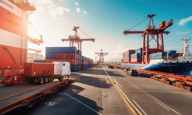 The Unloading Process of the Cargo Ship in the Port Was Carefully ...