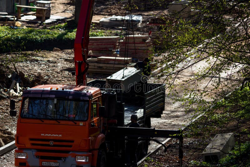 Unloading Reinforced Concrete Structures from a Kamaz Truck Using a ...